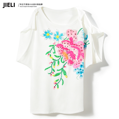JIE LI/街力设计师高级感休闲宽松显瘦白色T恤女W2555