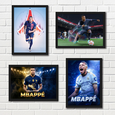 姆巴佩足球明星Kylian Mbappé 海报装饰画 球迷世界杯周边壁画
