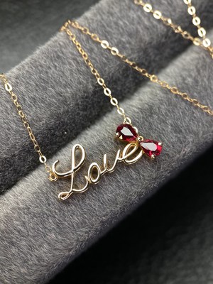 18k红宝石项链，金重：1.84g主石：0.55ct4x3mm 4x3mm钻石：0粒