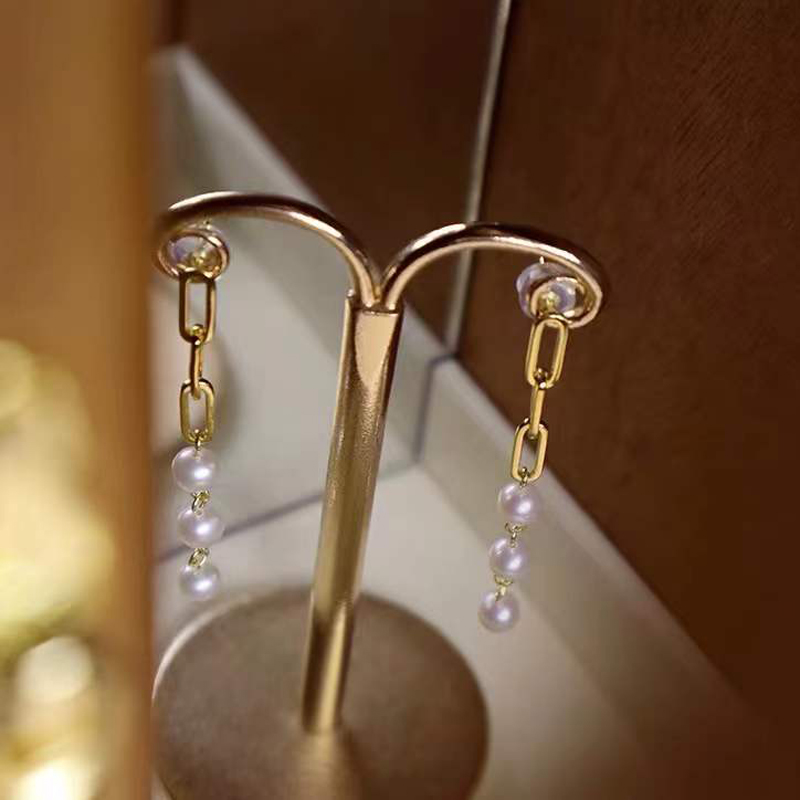 DIY珍珠小配件 S925纯银耳钉空托金色银色银饰耳环配6-8mm圆珠_虎窝淘