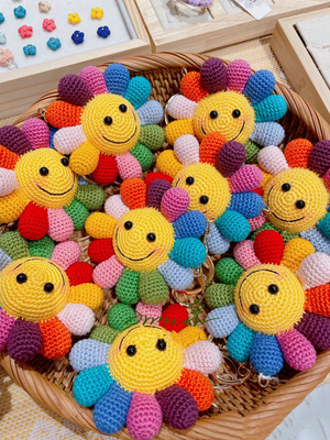 【成品】村上隆手工编织彩虹太阳花钥匙扣挂件钩织挂饰送闺蜜礼物