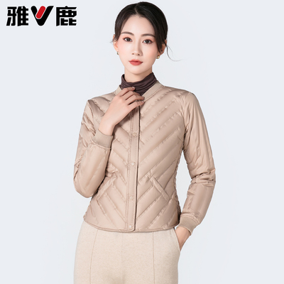 雅鹿内胆无缝常规螺纹领修身羽绒