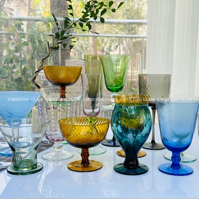 1104外贸中古欧式小众高端设计感玻璃红酒杯葡萄酒香槟杯异形