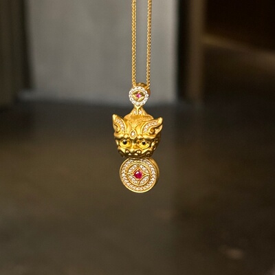 千夕 足金9995D招财貔貅黄金吊坠女款情人节七夕生日礼物送女友