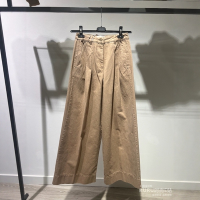 自然腰休闲长裤阔腿裤纯棉