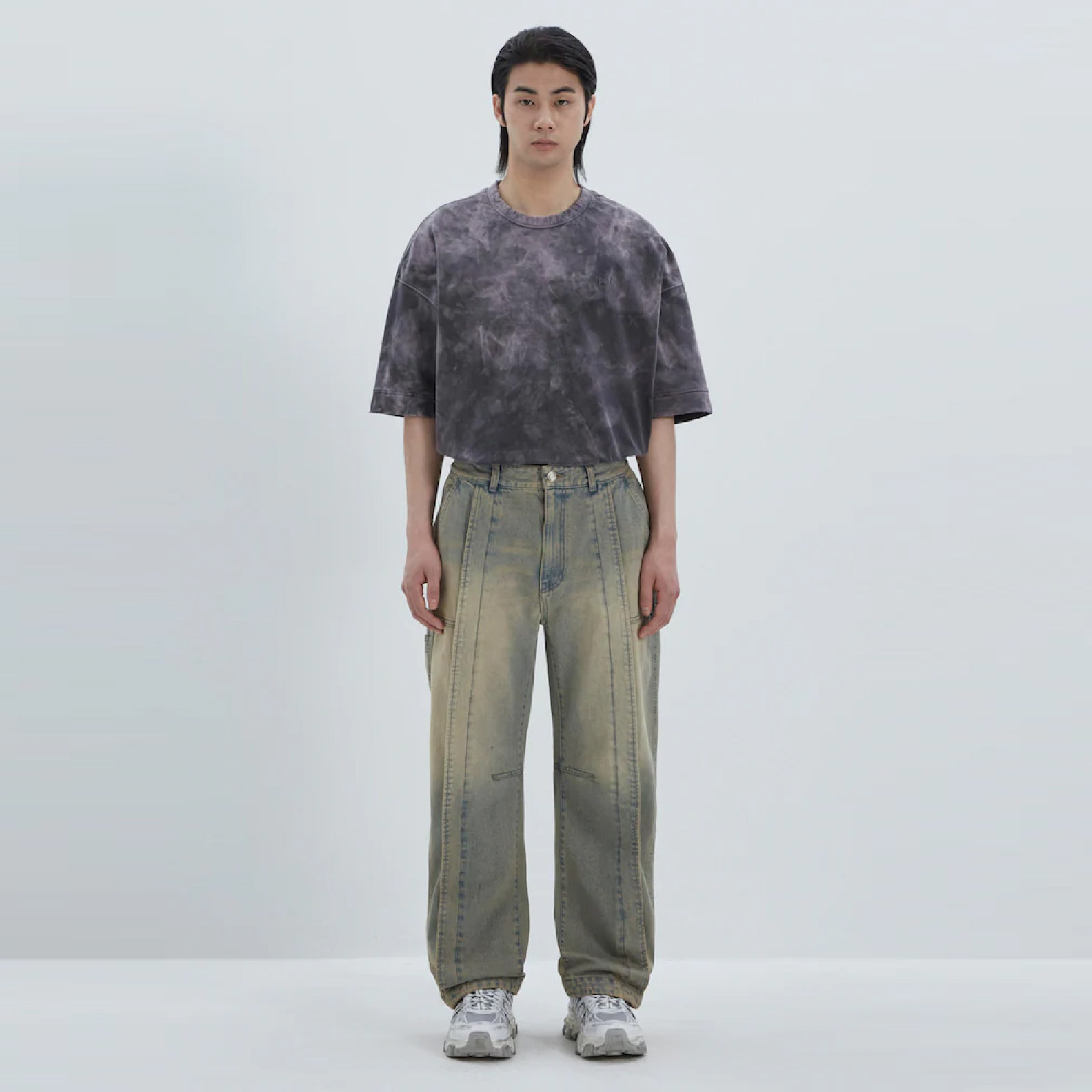 【韩货品牌】Juun.J 美式复古高街中腰宽松直筒水洗牛仔裤长裤