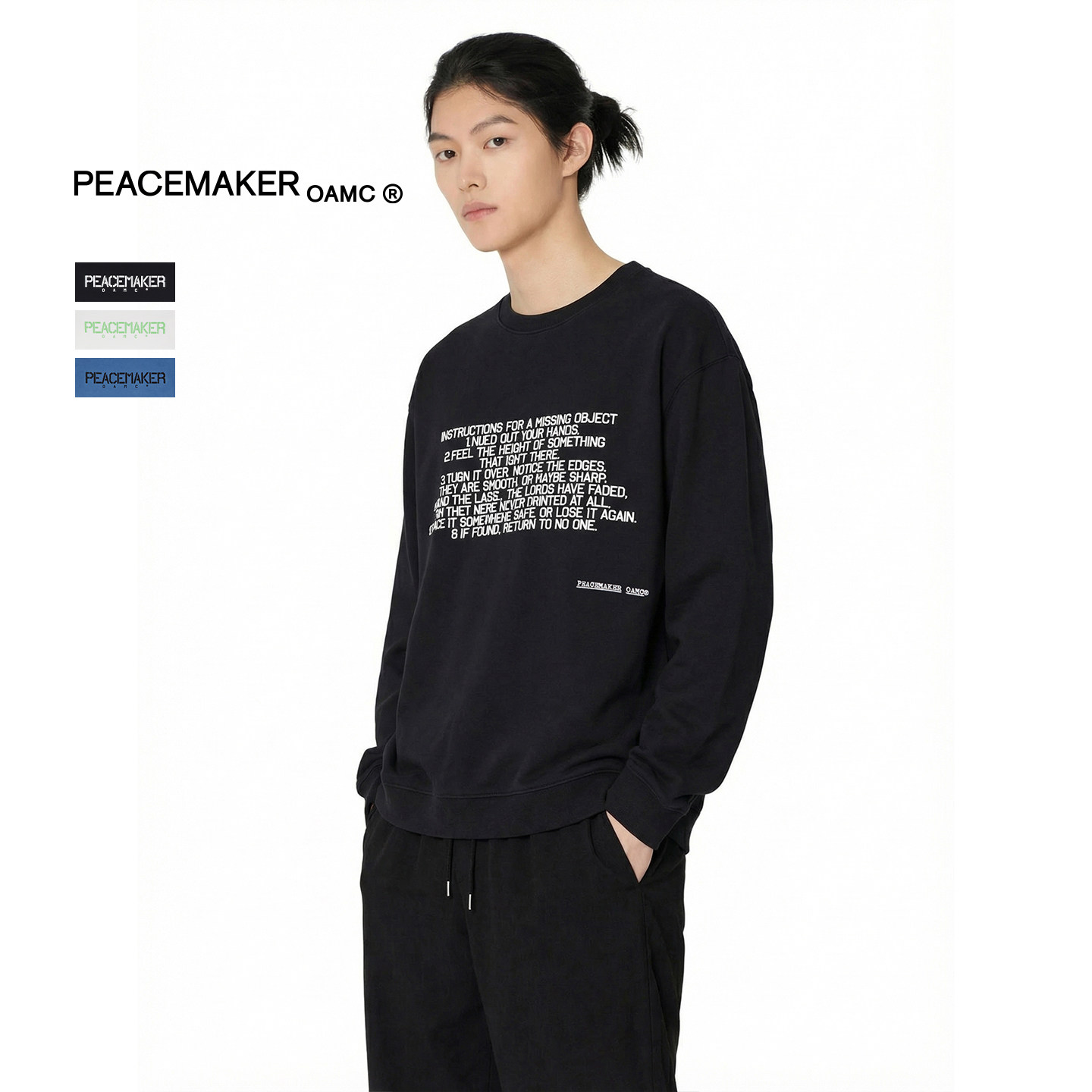 【意大利品牌】PEACEMAKER OAMC® 26SS 标语印花宽松圆领卫衣
