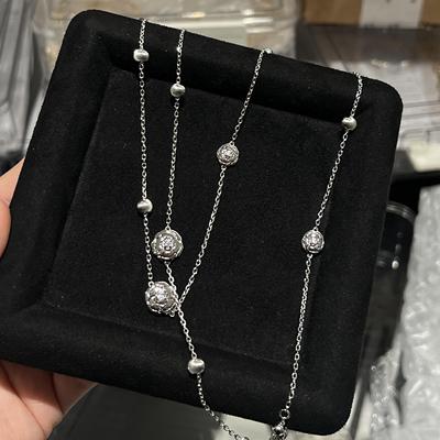 长款高级感毛衣链银饰山茶花女银