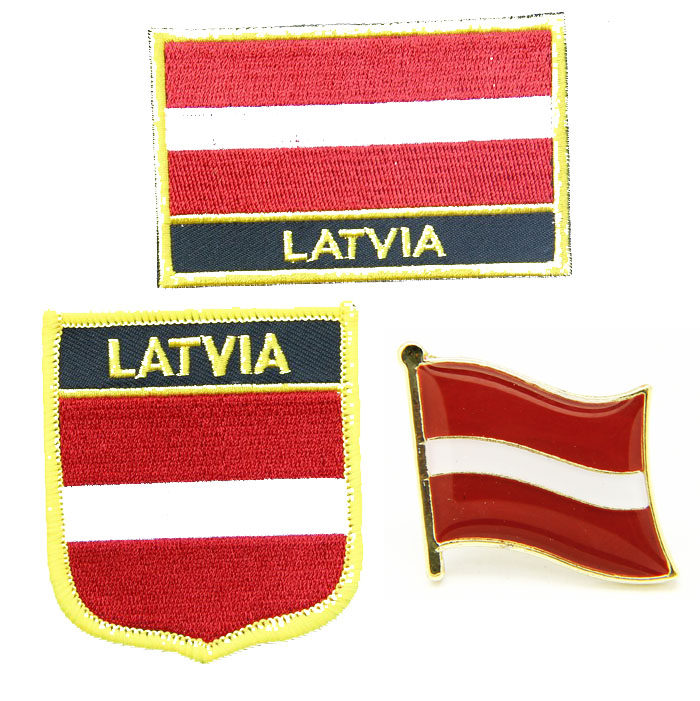 98 Latvia flag pin patch 拉脱维亚 国旗 布贴 徽章背胶刺绣肩章