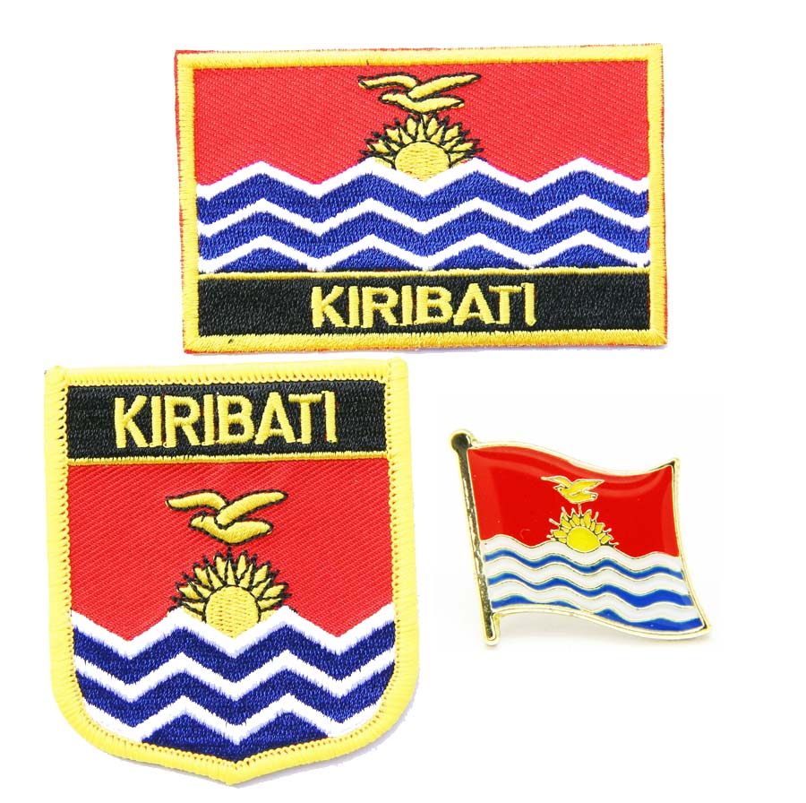 78 Kiribati flag pin patch基里巴斯 国旗 布贴徽章背胶刺绣肩章