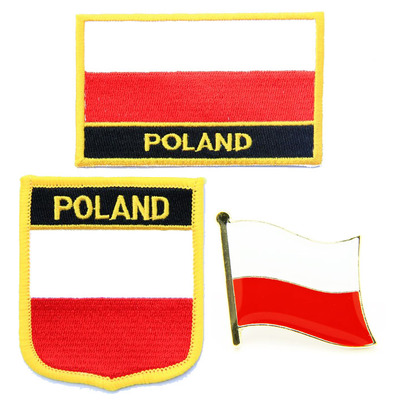 038 poland flag pin patch 波兰国旗布贴 熨烫背胶刺绣臂章 徽章