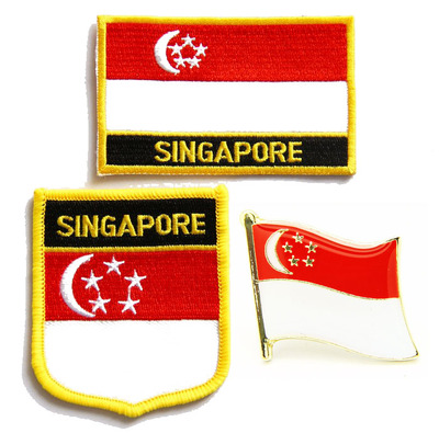 192 singapore flag pin patch 新加坡国旗布贴 臂章 徽章 刺绣