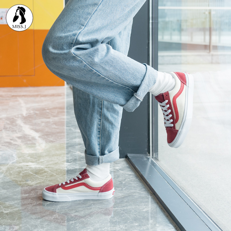 VANS Style 36樱桃汽水红白拼接低帮男女鞋帆布鞋板鞋VN0A3DZ3VXZ_虎窝淘