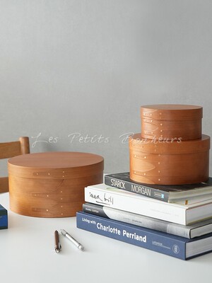 Les petits bonheurs｜现货日本Homestead简约圆形手工木质收纳盒