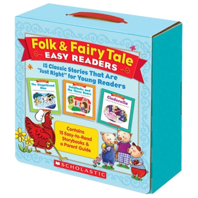 Folk Fairy Tale Easy Readers 英文原版书 学乐经典童话故事15册盒装 丑小鸭 三只小猪 灰姑娘 石头汤 英文版正版进口英语书籍