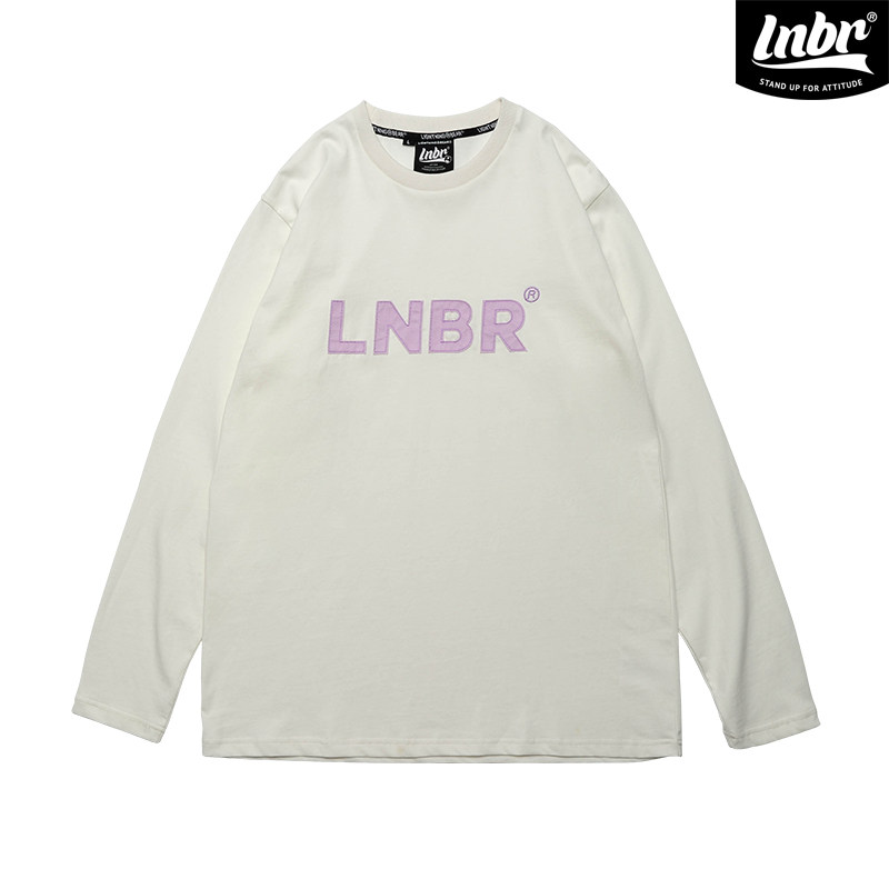 LNBR X@become联名纯色基础款字母印花长袖T恤男女休闲基础上衣_虎窝淘