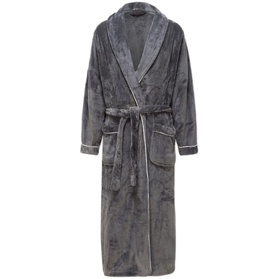 秋冬情侣加绒加厚男士连帽睡袍