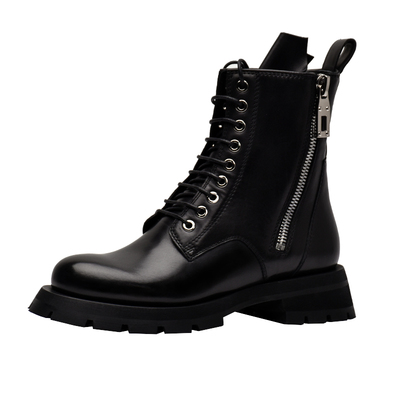 viplander真皮双拉链厚底高帮靴