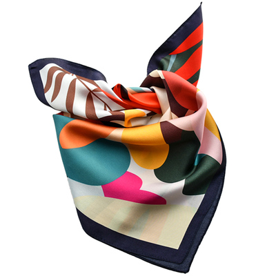 busyegg复古小红花薄真丝小方巾