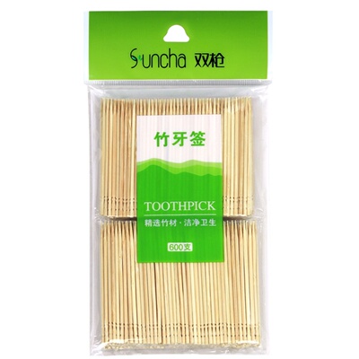 双枪天然环保竹牙签600支
