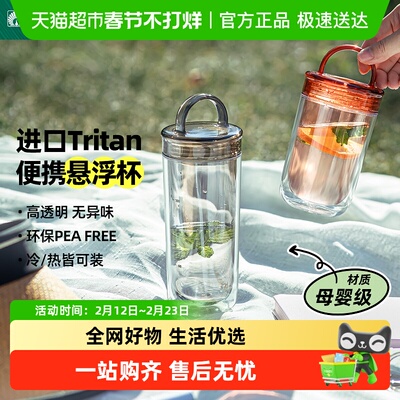 Peacock孔雀tritan双层塑料水杯