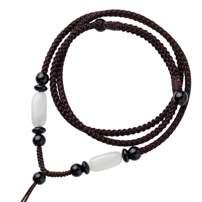 花素和田玉吊坠绳手工玉坠黑红