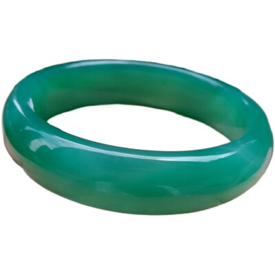 纯天然满绿色少女风玉石手镯