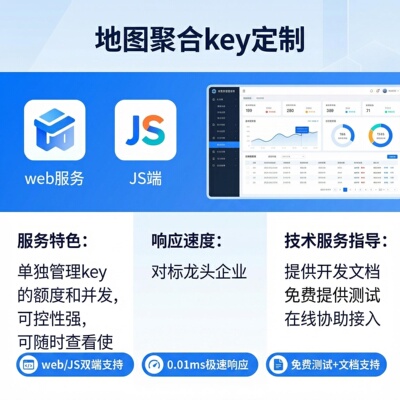 高德百度腾讯地图聚合平台key无缝切换web端js端单独管理额度并发