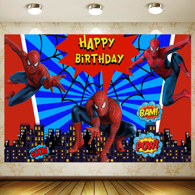 蜘蛛侠spider man背景布儿童生日派对用品拍照摄影墙周岁宴会