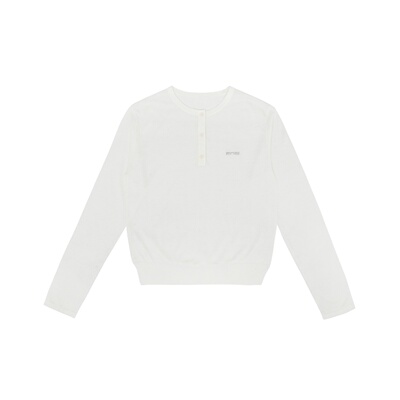 韩国代购Pivvee高尔夫球服26女士早春圆领半系扣舒适弹力针织上衣