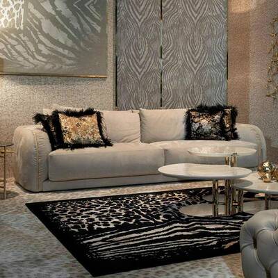 意式轻奢Roberto Cavalli磨砂布沙发直排罗伯特卡瓦利KRUGER沙发