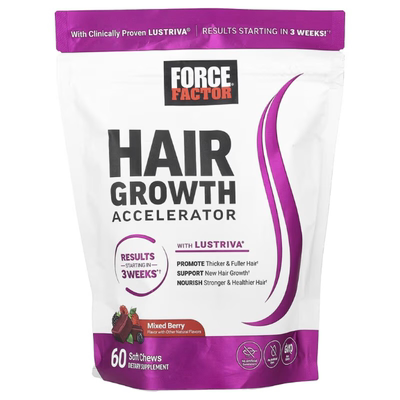 美国原装Force Factor头发发质丰盈浓密什锦浆果味60粒软咀嚼片
