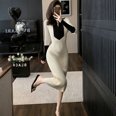 连衣裙子配风衣的内搭打底针织女春秋冬天连体包臀修身显瘦高级感