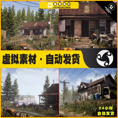 UE4UE5 Modular Rural Cabin 中世纪乡村农村乡镇小屋场景4.26