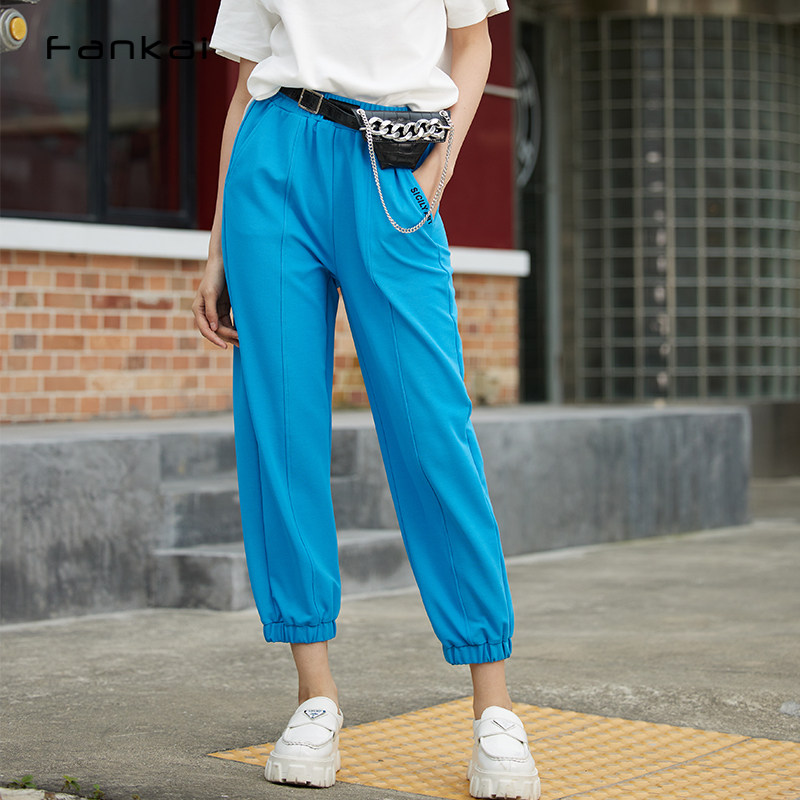 梵凯休闲九分裤女2024夏季新款纯色束脚裤休闲裤简约百搭九分裤