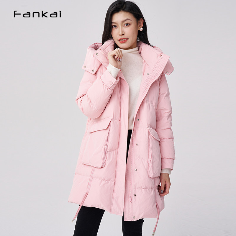 梵凯羽绒服女加厚中长款冬季新款长款过膝保暖宽松连帽外套