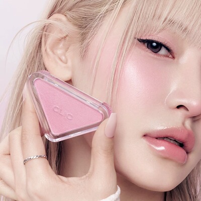 韩国clio珂莱欧三角单色腮红柔雾哑光膨胀色轻薄珠光粉紫自然裸色