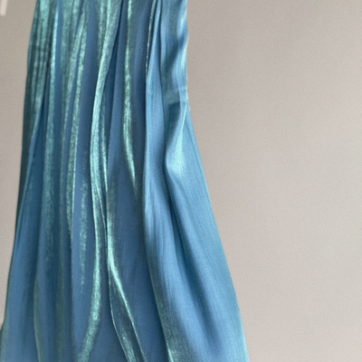 中长款百褶高腰a字流光感半身裙