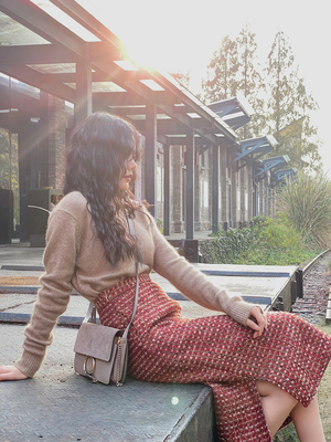 新年半身裙羊毛中长款小香风