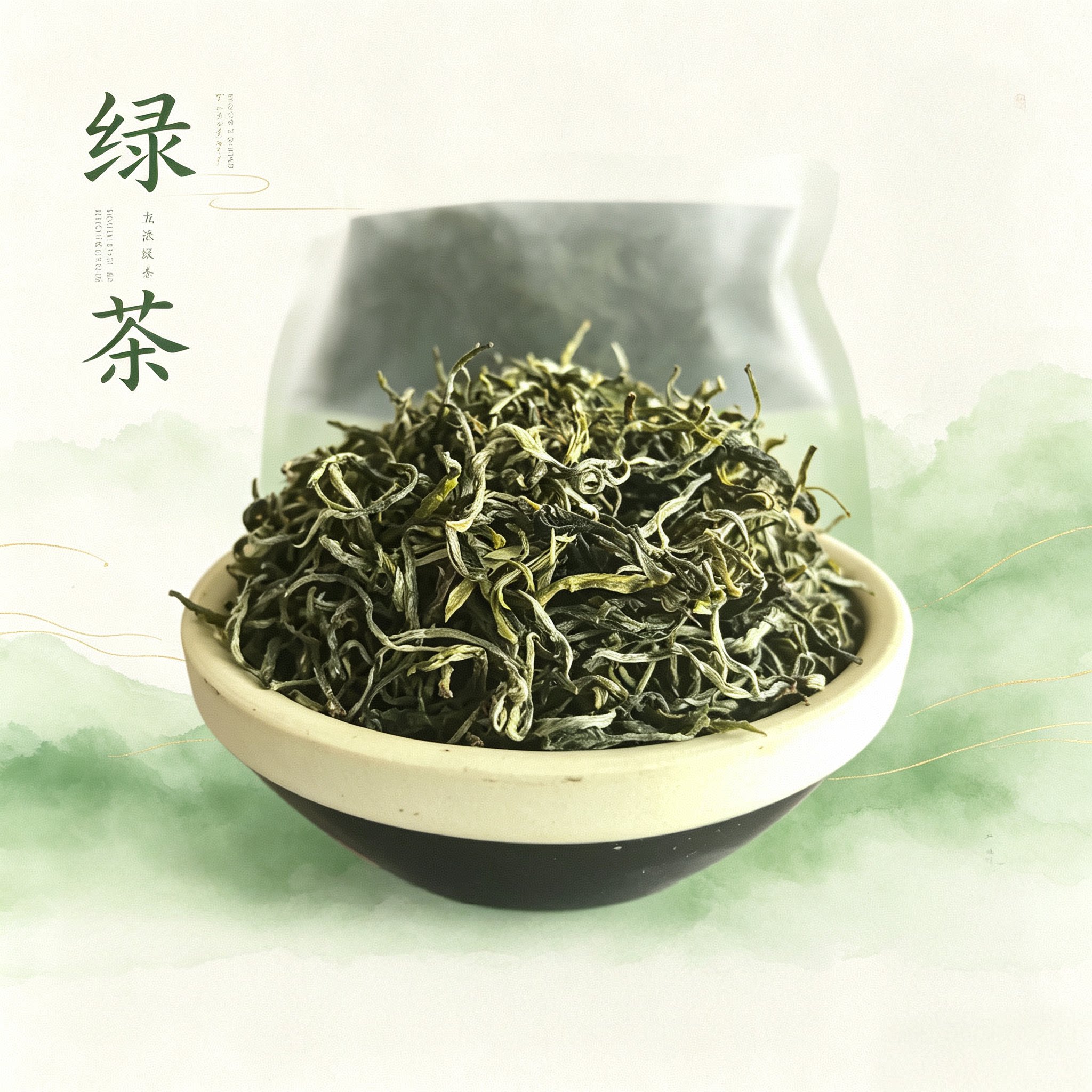 一级绿茶干茶条索完整清香清爽回甘色泽自然特色产区绿茶叶500g