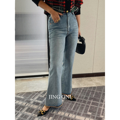 限时95折高腰微喇牛仔裤