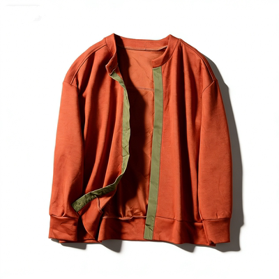 日单男女生圆领开衫卫衣3.10L85899拼色包边春季日常休闲运动外套