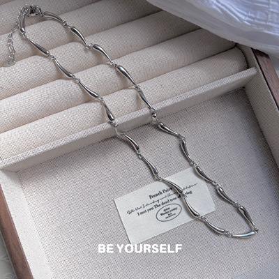 不掉色钛钢项链冷淡风中性简约高级感欧美金属毛衣链卫衣链颈链