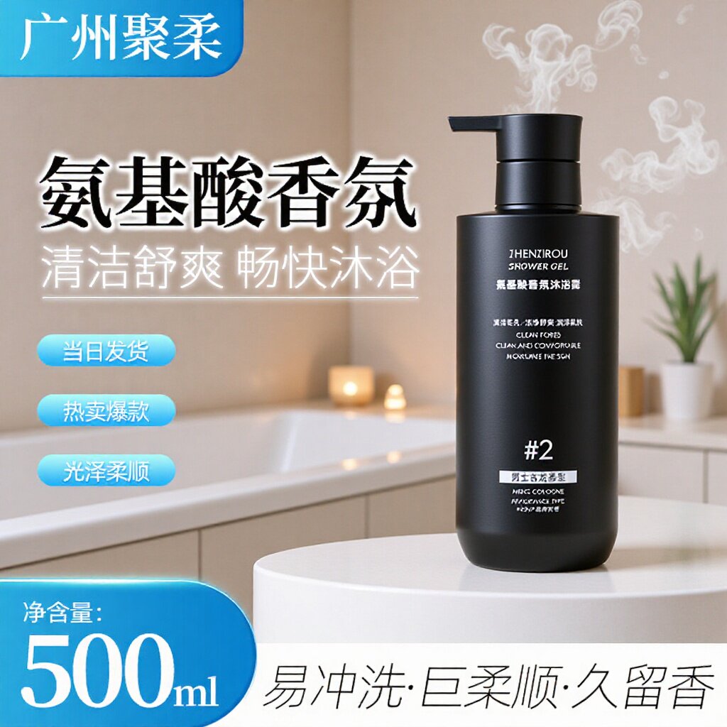 臻姿柔男士古龙香型洗发水+沐浴氨基酸香氛沐浴露清洁清爽易冲洗
