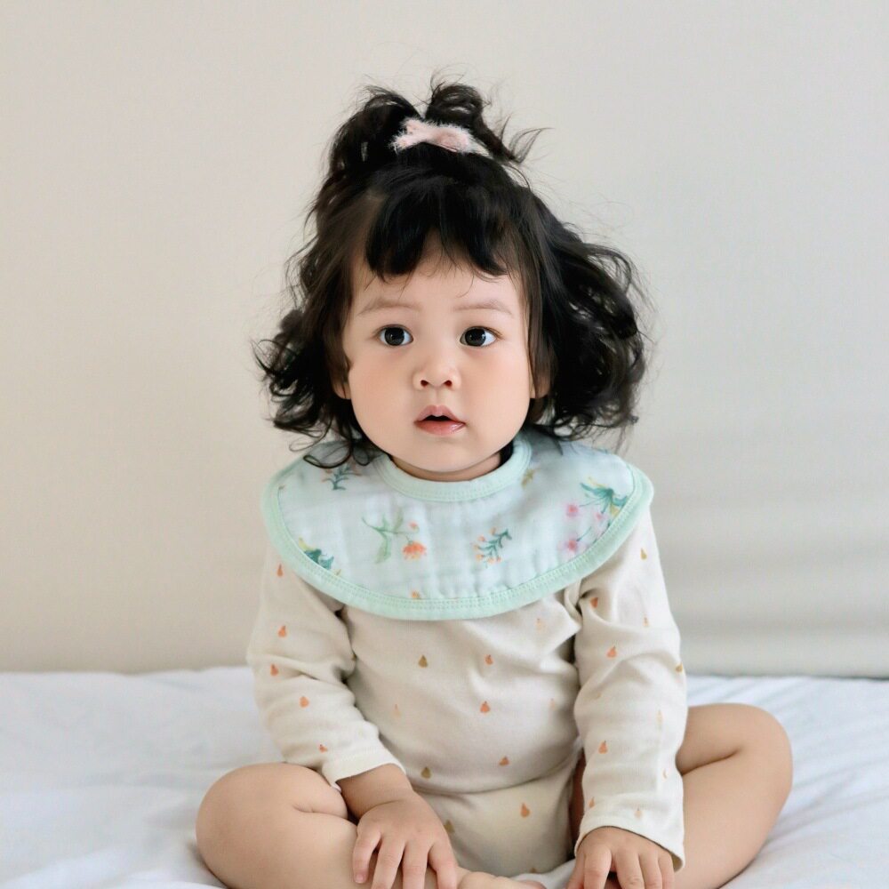 mini可爱婴幼儿小围嘴有机棉纱布超软亲肤新生儿宝宝口水巾防吐奶