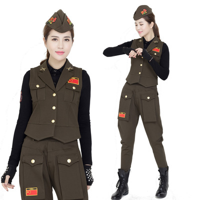 马夹水兵舞服装广场军绿色吉特