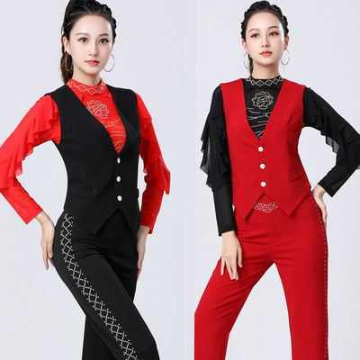 马夹女跳舞衣水兵舞吉特巴舞蹈服摩登舞上衣三步踩演出服新款马甲