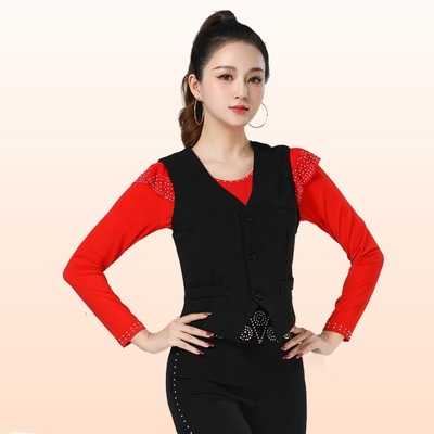 马夹女跳舞衣水兵舞吉特巴舞蹈服摩登舞上衣三步踩演出服新款马甲