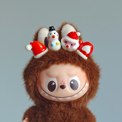 【满3件包邮】Labubu4.0拉布布4代圣诞节头插 圣诞老人帽子雪人