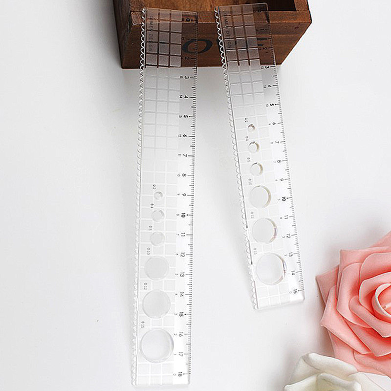 巨门文具18cm15cm优素洞洞波浪尺新品学生透明几何画图圆圈直尺子